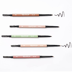 Eyebrow Pencil for Older Women, Dual-Ended Brow Liner Pen with Spoolie, Micro Triangle Tip Eye Brow Filler Pen for Brow Lamination Effect, Hair-Like Stroke, Gray, YES.EYE DO