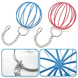 2PCS Rabbit Hay Feeder Ball, Bunny Grass Sphere Play Chew Toy, 2-in-1 Hay Manger Dispenser for Chinchillas, Guinea Pigs, Hamsters, Small Animals Blue, Red