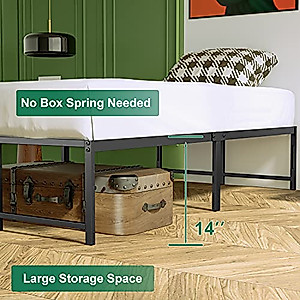 KAMPKEEPER Twin Bed Frame - 14" Platform, Heavy-Duty Steel Slats Support, No Box Spring Needed, Black - Perfect for Twin Size Beds
