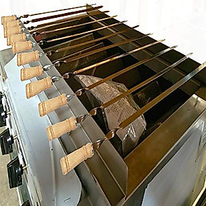 Amestar 12 Pack Kabob Skewers BBQ Barbecue Skewers Stainless Steel Sticks 22 Inch Heavy Duty Large Wide Reusable with Nonslip Wooden Handle Ideal for Shish Kebab Chicken Shrimp and Vegetables