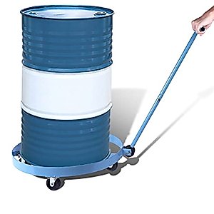 yue 55 Gallon Heavy Duty Steel Drum Dolly with 4 Swivel Caster and Handle, Rolling Bucket Dolly Hand Truck for Paint Bucket for Workshops, Factories, Warehouses (Blue) (YQTC-Blue)