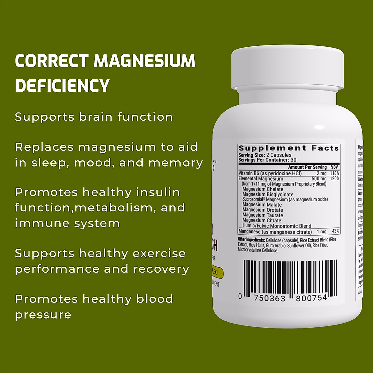 BIOptimizers Magnesium Breakthrough Supplement 4.0 - Has 7 Forms of Magnesium: Glycinate, Malate, Citrate, and More - Natural Sleep and Brain Supplement - 60 Capsules
