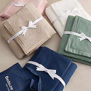 Bedsure Cotton Duvet Cover Queen - 100% Cotton Waffle Weave Coconut White Duvet Cover Queen Size, Soft and Breathable Queen Duvet Cover Set for All Season (Queen, 90"x90")