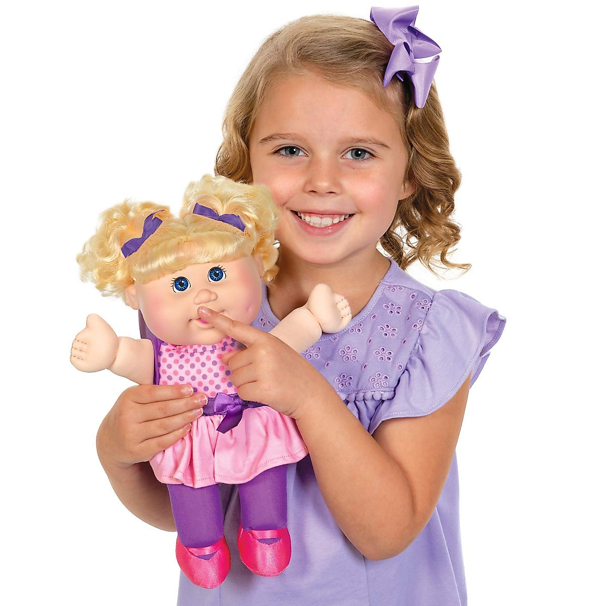 Cabbage Patch Kids Deluxe Babble ‘n Sing Toddler in Pink Fashion, 11” - Squeeze Hand, Giggles, 9 Sing-Along Songs - Classic 1998 CPK Dolls!