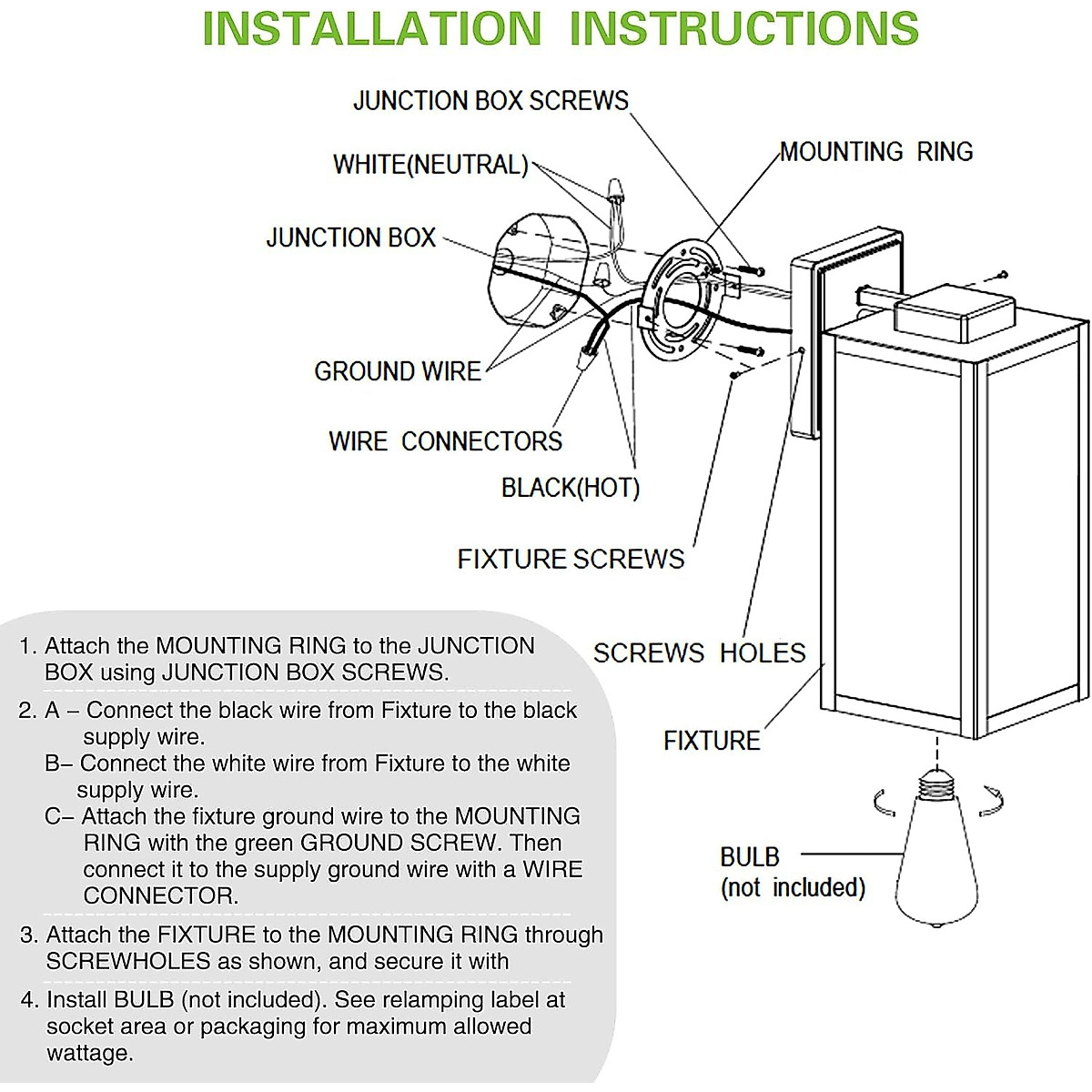 Extra Large Outdoor Wall Lantern,20 Inch Outdoor Wall Lights, Exterior Waterproof Wall Sconce, Anti-Rust Wall Mounted Lighting with Glass Shade, Matte Black Wall Lamp with E26 Socket for Porch, 2 pack