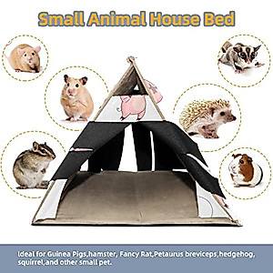 Y-DSIWX Guinea Pig Hideout House Bed, Cute Pink Pig Playing Butterflies Rabbit Cave, Squirrel Chinchilla Hamster Hedgehog Nest Cage