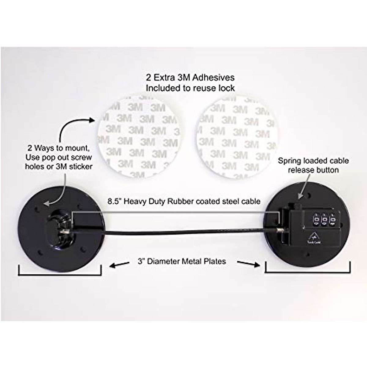 Fridge Lock, Refrigerator Lock, mini fridge lock, File Cabinet Lock, Drawer Lock, Lock for Cabinet, Child Safety lock Refrigerator Door Lock combination, fridge door lock with combination by ToolsGold
