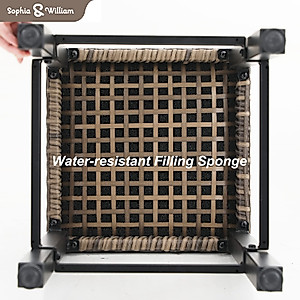 Sophia & William Outdoor Patio Bar Stools Set of 4, Counter Height Backless Rattan Wicker Bar Chairs with Adjustable Feet Mats, Patio Furniture with Metal Frame for Patio Kitchen Dining, 26.4" H