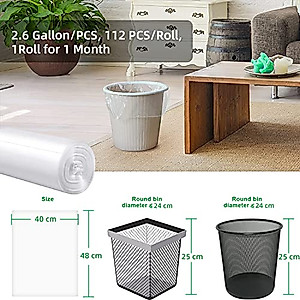 Waikas Small Trash Bags 2.6 Gallon, 110 Counts, 40 * 48cm, 3g/pcs, Unsented, Clear