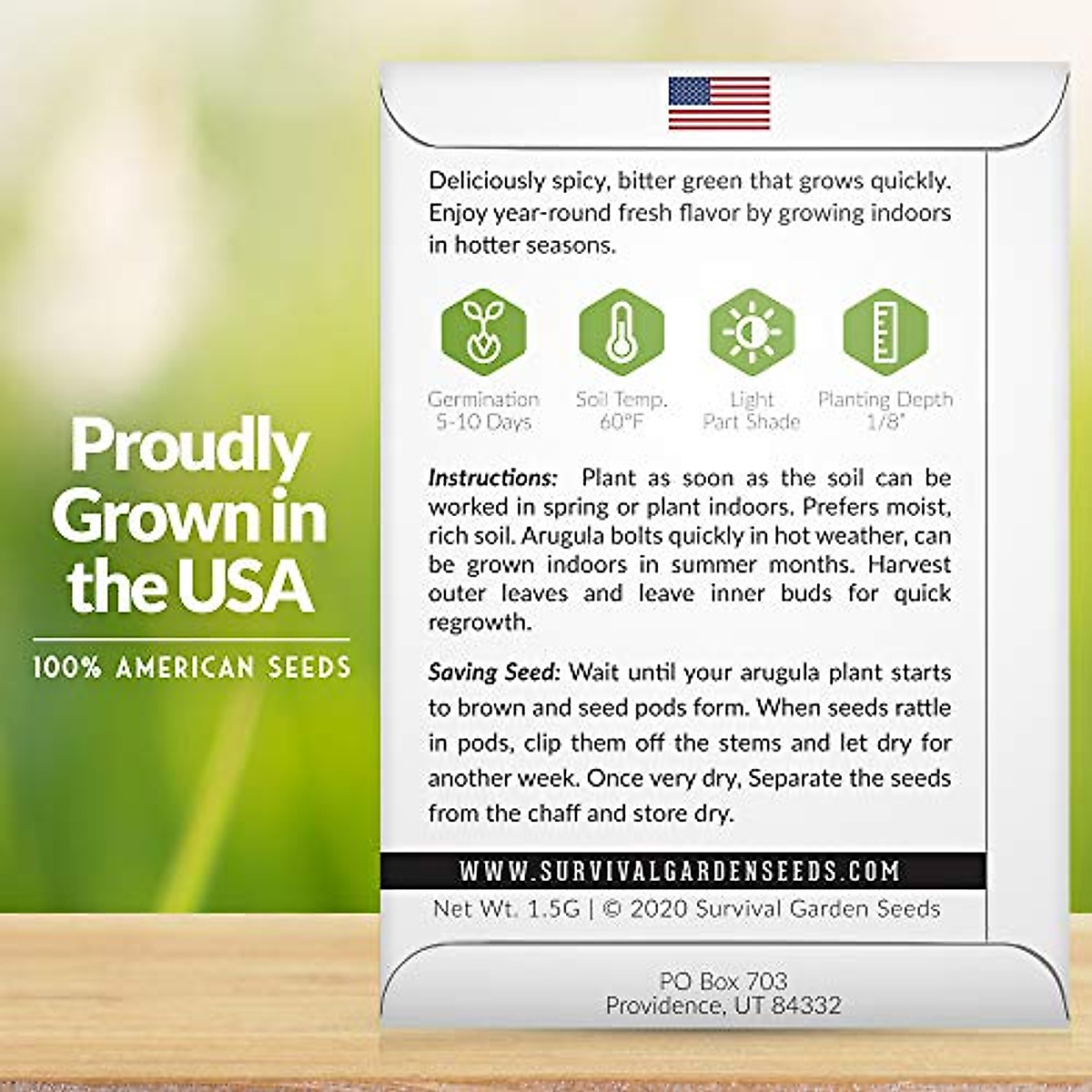 Survival Garden Seeds - Arugula Seed for Planting - Packet with Instructions to Plant and Grow Garden Rocket Green Leafy Vegetables in Your Home Vegetable Garden - Non-GMO Heirloom Variety - 1 Pack