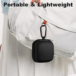 Woyinger Square Earbud Case Portable EVA Carrying Case Storage Bag Cell Phone Accessories Organizer with Carabiner for Earphone, Earbud, Earpieces, SD Memory Card, Camera Chips,Black
