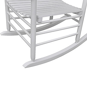 vidaXL Solid Wood Rocking Chair - Classic White Rocker Armchair with a Curved Seat - Weather-Resistant Fir Hardwood, for Living Room or Patio