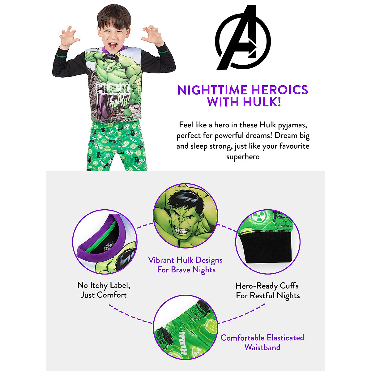Marvel Boys' The Incredible Hulk Pajamas Size 4 Multicolored