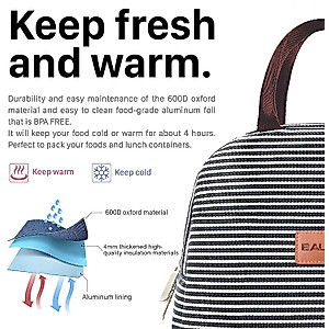 BALORAY Lunch Bag Women Men, Double Deck Lunch Box Insulated Lunch Bag for Adults Work Office Picnic, Leakproof Cooler Bag with Adjustable Shoulder Strap