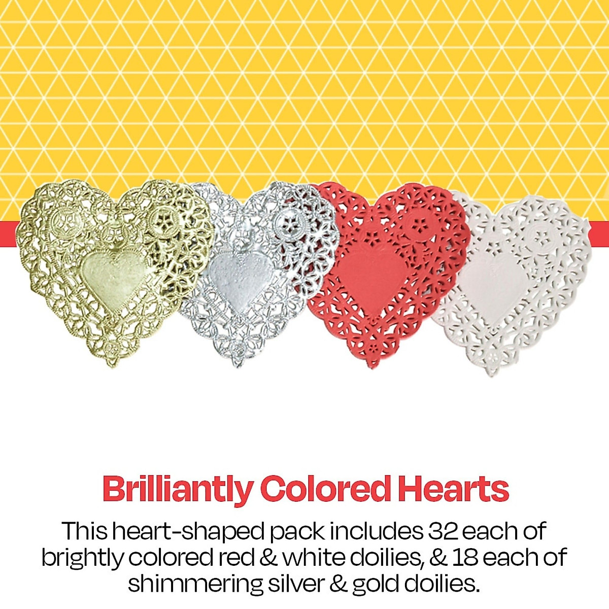 School Smart Heart Shaped Paper Lace Doilies - 4 inch - Pack of 100 - Assorted Colors