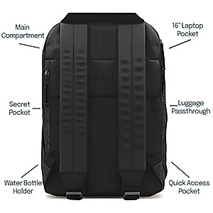 The Brevite Backpack - Casual daypack backpacks for every function. Compact but spacious 18L aesthetic traveling backpack with laptop compartment. (Black)