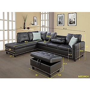 ERYE L Shaped Modular Sectional Sofa with Right Chaise,L-Shaped 5 Seaters Upholstered Corner Sofa&Couch W/2 Cup Holders and Storage Ottoman for Home Apartment Office Living Room
