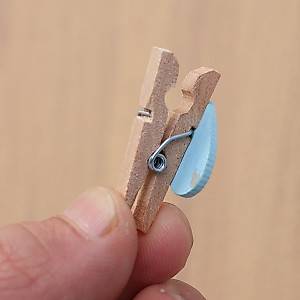 NUOBESTY 50pcs Mini Wooden Clips Clothespins Crafts Clips with Hearts for Wedding Party Valentines Day Decoration Blue