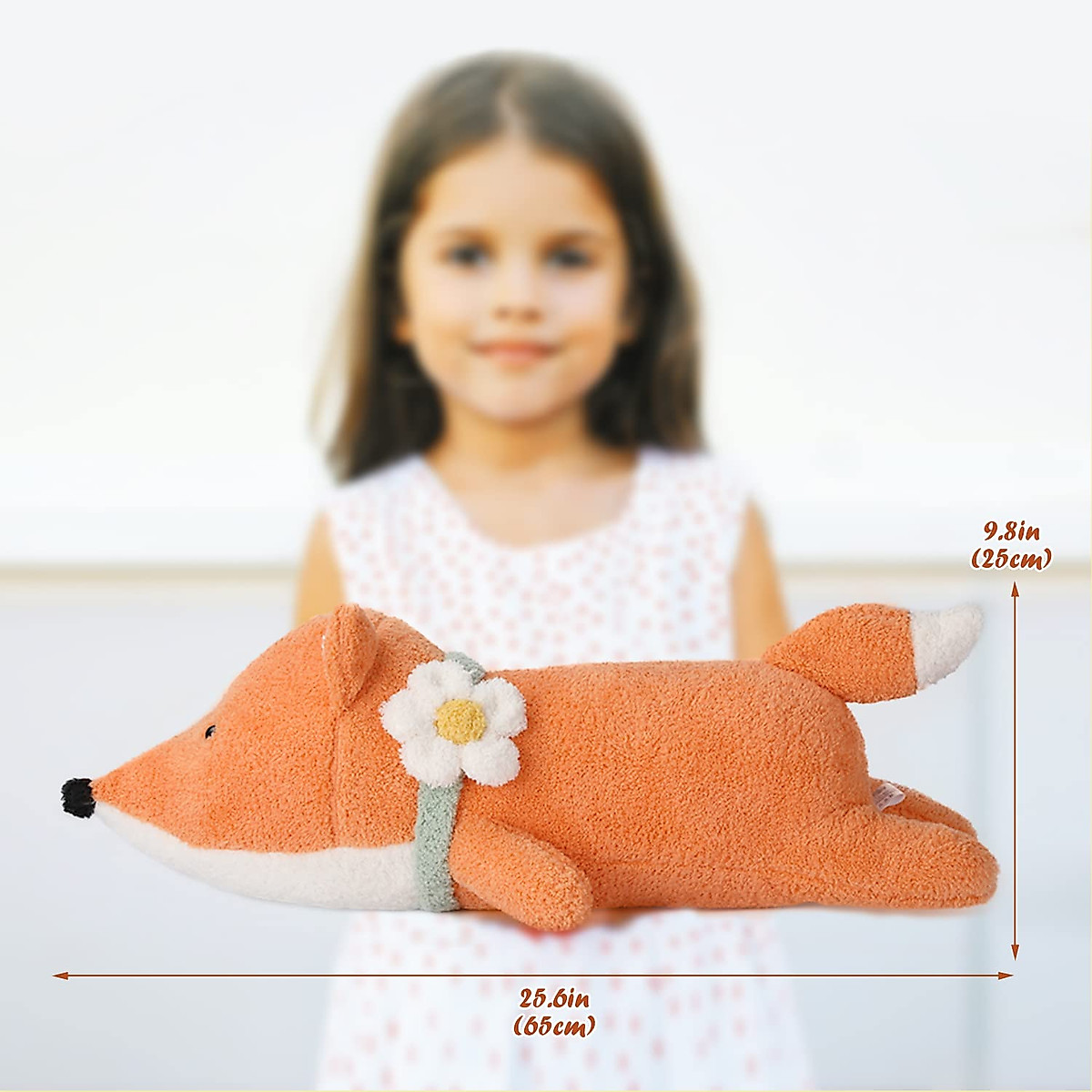 Fox Plush Toy, 26" Real Cute Stuffed Plushie Pillow Doll, Soft Fluffy Red Foxy Hugging Cushion Decor, Present for Kids and Adults
