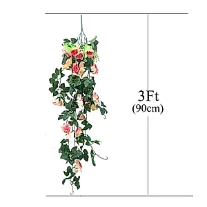 Zhiweikm 2 Pack Artificial Rose Vines Hanging Flowers 3 Ft Garland Plants Home Arrangement Decoration Greenery Christmas Flower Decoration for Room Garden Wedding Indoor or Outdoor (Pink)
