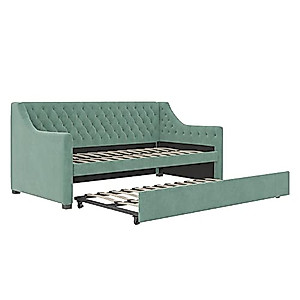 Little Seeds Ambrosia Diamond Tufted Upholstered Design Daybed and Trundle Set, Twin Size Frame, Teal