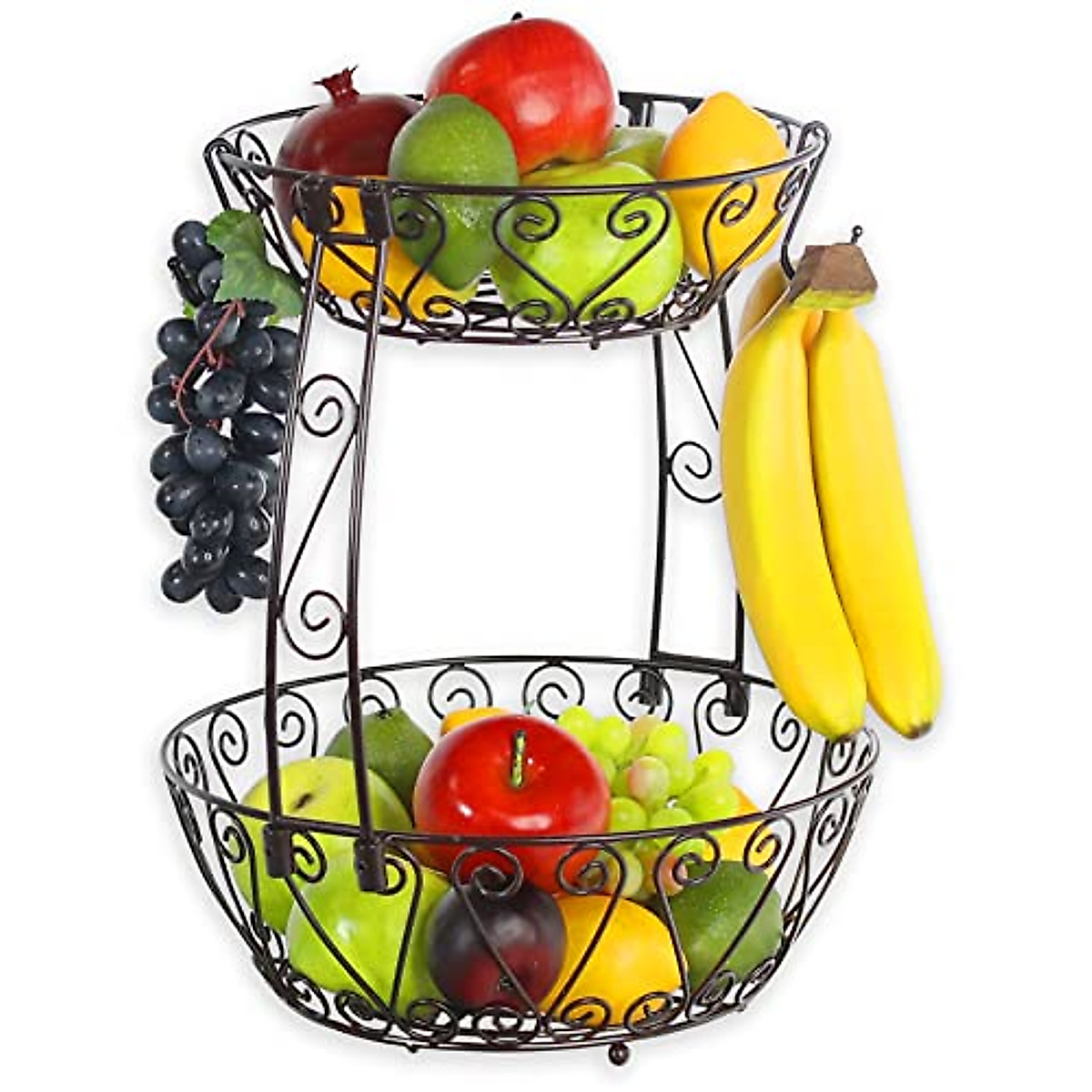 Simple Houseware 2-Tier Countertop Fruit Basket Bowl Storage, Bronze
