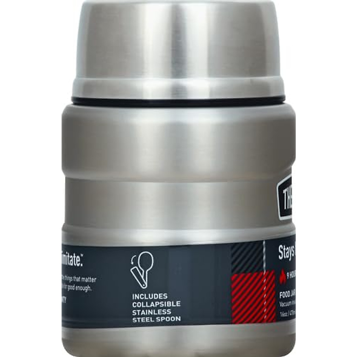 THERMOS Stainless King Vacuum-Insulated Food Jar with Spoon, 16 Ounce, Matte Steel