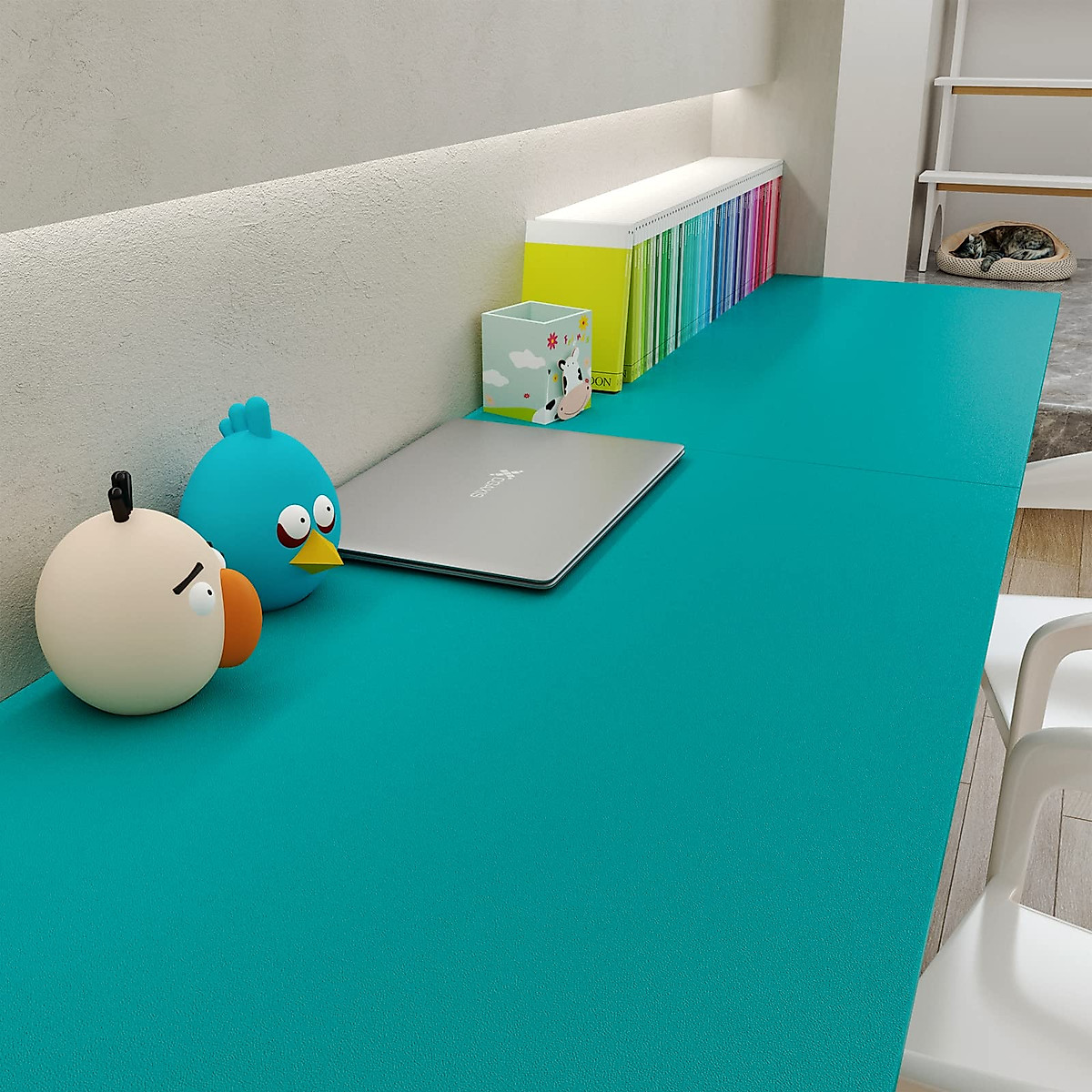 Decotalk Teal Wallpaper Stick and Peel 17.7x120 Green Wallpaper for Bedroom Teal Wallpaper for Walls Removable Contact Paper for Cabinets Solid Green Wall Paper Self Adhesive Contact Paper Teal Vinyl