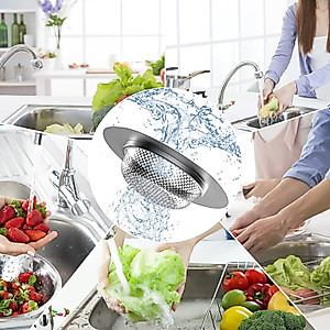 2PCS Kitchen Sink Strainer, Stainless Steel Sink Drain Strainer, Large Wide Rim 4.5" Diameter, Food Catcher for Most Sink Drains Kitchen Sink Basket Strainer
