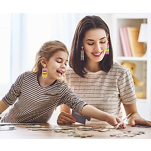 3 Pairs Pencil Earrings Teacher Earrings for Women Rhinestone Beaded Dangle Drop Earrings Colorful Teacher Appreciation Gift Back To School Jewelry Set (2 Pairs Letter)