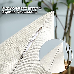 OTOSTAR Pack of 2 Outdoor Waterproof Decorative Pillow Covers 18x18 Inch Linen Geometry Pillowcases Cushion Case Garden Throw Pillow Covers Pillows Shell for Patio Furniture Couch Tent Balcony (Black)