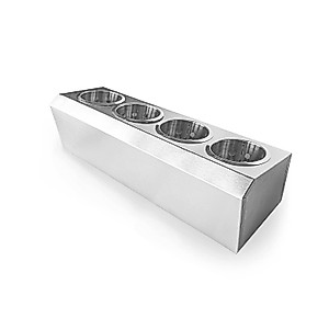 Flatware Organizers Stainless Steel Cylinder Flatware Silverware Utensil Holder Organizer Caddy (4 holes)