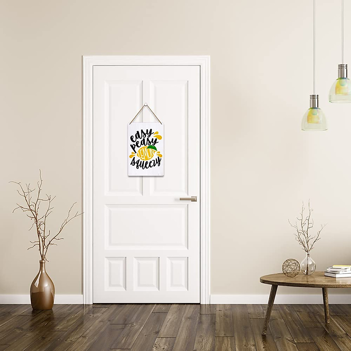 WhatSign Easy Peasy Lemon Squeezy Sign 8"x12" Lemon Saying Signs Wall Plaque,Lemon Kitchen Home Decor Signs,Lemon Decor Signs for Home Kitchen Garden Farmhouse Bar Coffee Shop