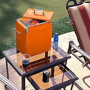 Creative Outdoor Stainless Steel Legacy Cooler w/Built-in Bottle Opener - Insulated Ice Chest Vintage Design, Orange