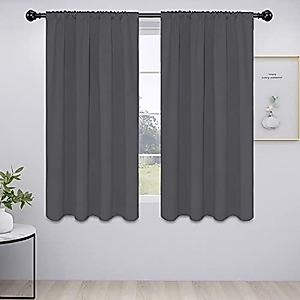 Easy-Going Rod Pocket Blackout Curtains for Bedroom, Room Darkening Window Curtains for Living Room, Thermal Insulated Noise Reduction Solid Window Drapes, 2 Panels(42x63 in, Gray)