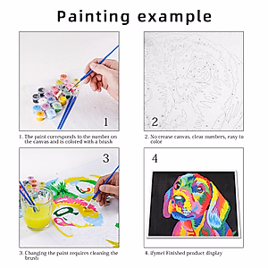 ifymei Paint by Numbers for Kids and Adults Beginner, DIY Gift Canvas Painting Kits for Boys and Girls, 16x20 Inch Colorful Cute Dog [Without Frame]