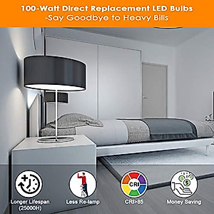 Yochoice 12Pack A19 LED Light Bulbs 100 Watt Equivalent 5000K Daylight White, No Flicker E26 Medium Screw Base Bulbs, 1100Lumens, Non Dimmable