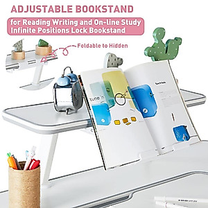 COSVALVE Premium Kids Study Desk and Chair Set,Adjustable Girls School Writing Study Table,Ergonomic Desk Chair with Large Writing Board Pull Out Drawer Bookstand Pink