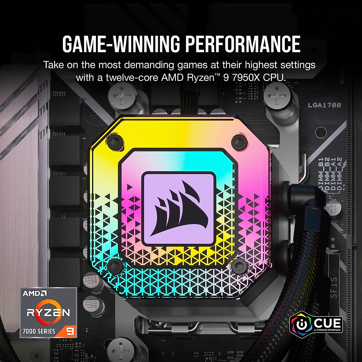 Corsair Vengeance a8100 Series Gaming PC - Liquid Cooled AMD Ryzen 9 7950X CPU - NVIDIA GeForce RTX 4090 GPU - 4TB (2X 2TB) M.2 SSD - 64GB Dominator Platinum RGB DDR5 Memory - Black