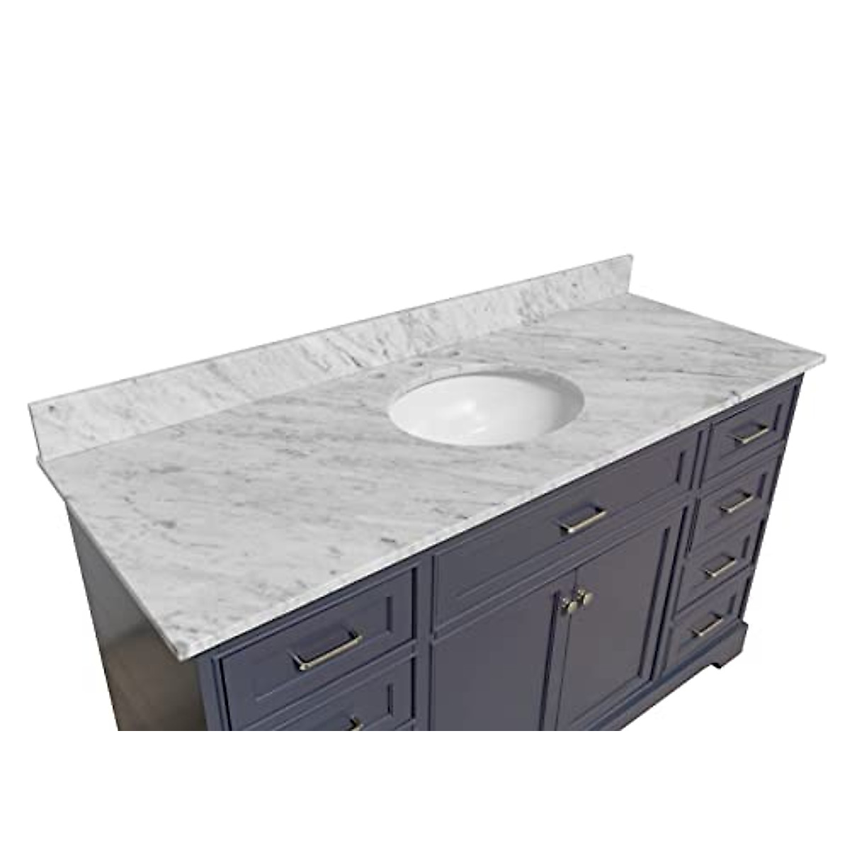 Kitchen Bath Collection Aria 60-inch Single Bathroom Vanity (Marine Gray/Carrara): Includes Marine Gray Cabinet with Authentic Italian Carrara Marble Countertop and White Ceramic Sink