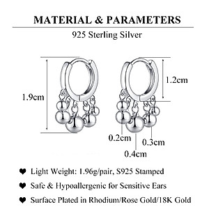 SLUYNZ 925 Sterling Silver Balls Hoop Earrings for Women Small Hoop Earrings Ball Earrings (A-Silver)