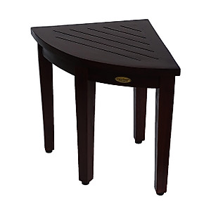 DecoTeak, Snazzy Corner, Teak Corner Shower Bench, Corner Teak Shower Bench, Teak Shower Stool, Teak Corner Shower Stool, Teak Shower Bench for Inside Shower, Brown