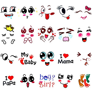 20 Pieces Pregnancy Stickers for Belly Funny Facial Expressions Stickers Pregnant Babies Bump Belly Stickers for Pregnant Women Photography Props