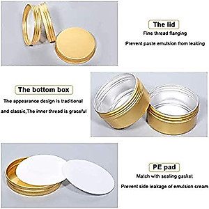 Qixivcom 6 Pack 5 Oz Screw Lid Round Tins Aluminum Tin Cans Jar Metal Steel Tins Container 150ml DIY Candle Empty Tins Cosmetic Sample Container Travel Storage for Spices Candies Tea Gift(Gold)