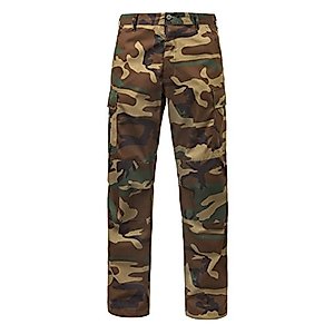Rothco Relaxed Fit Zipper Fly BDU Pants, Woodland Camo, L