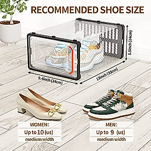 Gardace 12 Pack Shoe Organizer, Clear Plastic Stackable Shoe Organizer for Closet, with Red Door Handle, Universal Shoe Storage Boxes for Men and Women, Multifunctional Closet Organizers and Storage