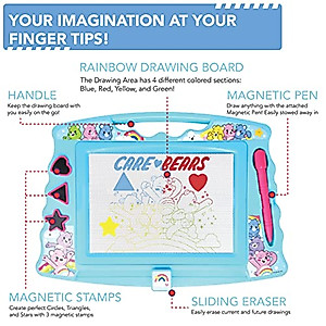 Care Bears Magnetic Drawing Board with Stylus and 3 Stamps, for Boys or Girls (Baby Blue)…