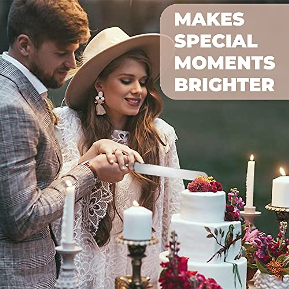 Orblue Wedding Cake Knife and Server Set - Premium, Beautifully Engraved Cutting Set - Elegant Keepsake for Newlyweds Silver