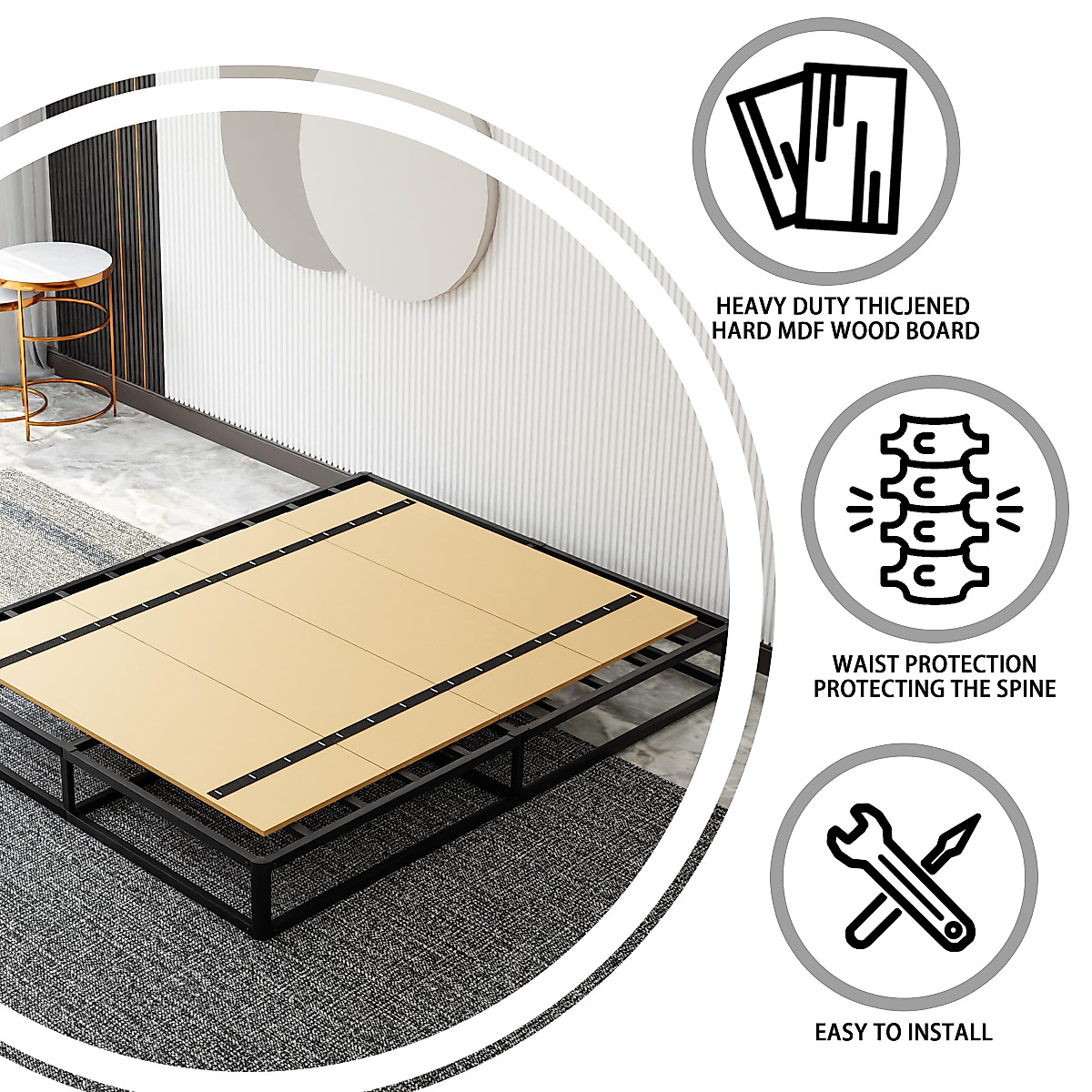 Yarfyk Heavy Duty Bed Slats for Mattress, Folding Box Spring, Collapsible Box Spring, Full 48'x60'