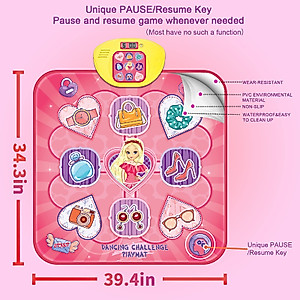 Dance Mat, Toy Gift for Kids Girls Boys Age 4 5 6 7 8 9, Electronic Dance Pad Game, Large Play Mat w/Rest Area, 13 Levels, No Discouraging Sound, Anti-Slippery (39.4'' x 34.3'')